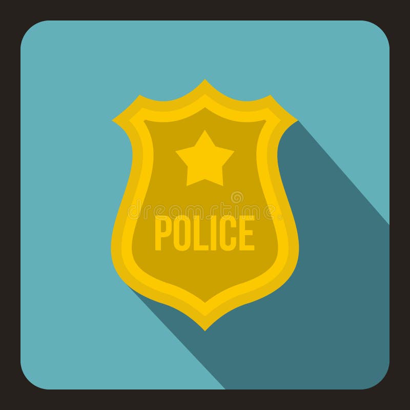 Police Badge Icon, Flat Style Stock Vector - Illustration of crest ...