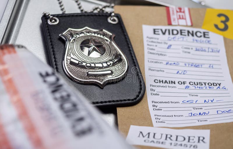 Police Badge Next To Evidence Bag Stock Image - Image of department ...