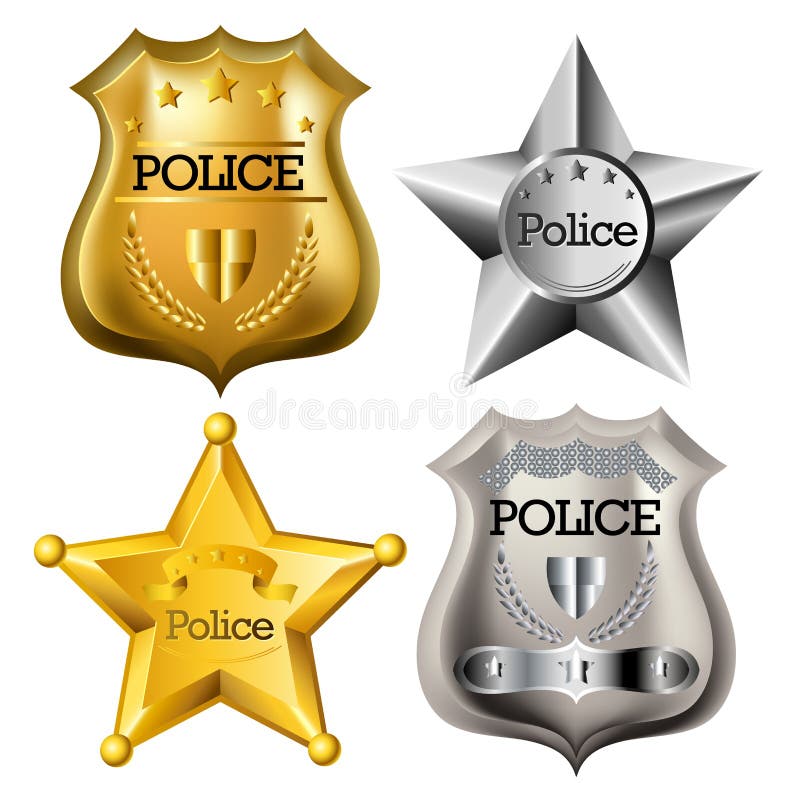 Gold Police Officer Badge stock illustration. Illustration of crime ...