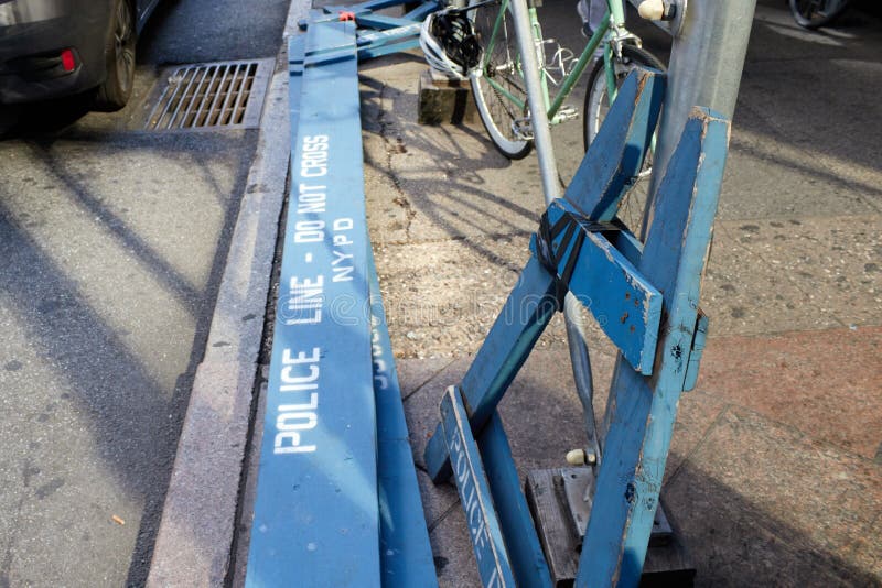 Police Barrier in the Floor Stock Photo - Image of square, buildings ...