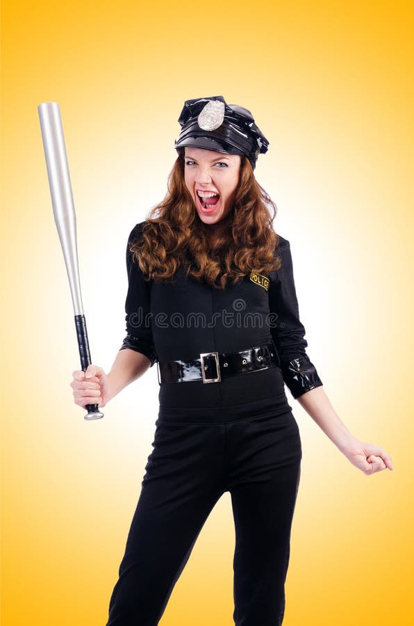 Police with bat stock photo. Image of sensuality, enforcement - 47815064