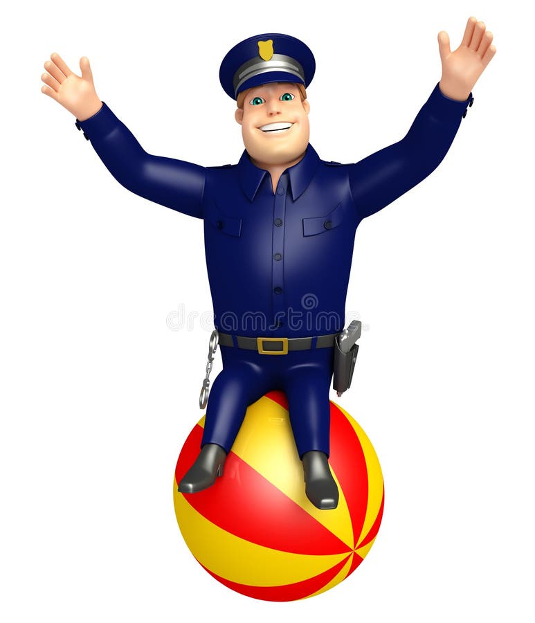 Police with Big ball stock illustration. Illustration of policeman ...