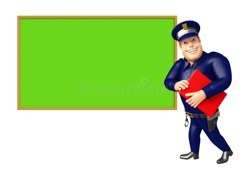 Police with Black Board & Book Stock Illustration - Illustration of ...