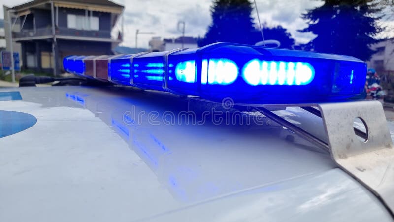 Police Blue Light Flash Urgency Caps Stock Image - Image of street ...