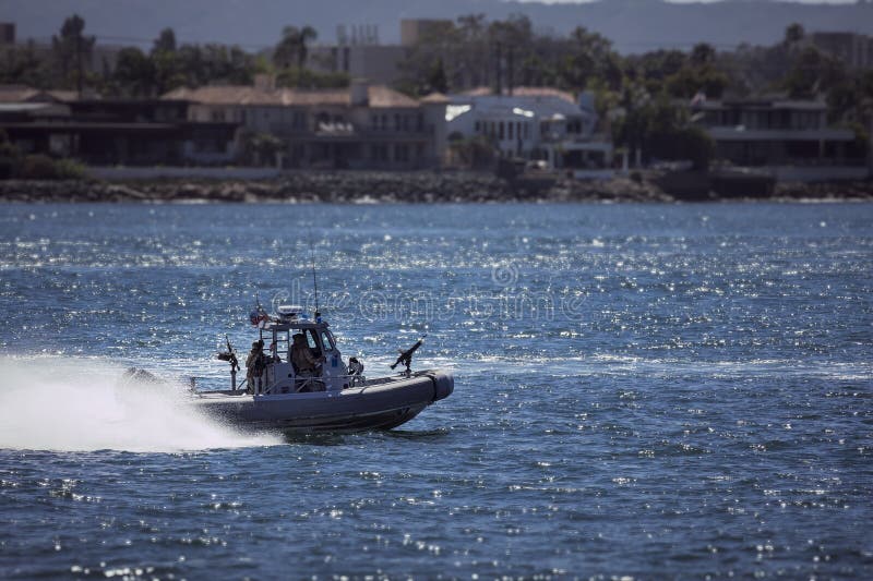 Police Boat in Miniature Perspective Stock Image - Image of miniature ...