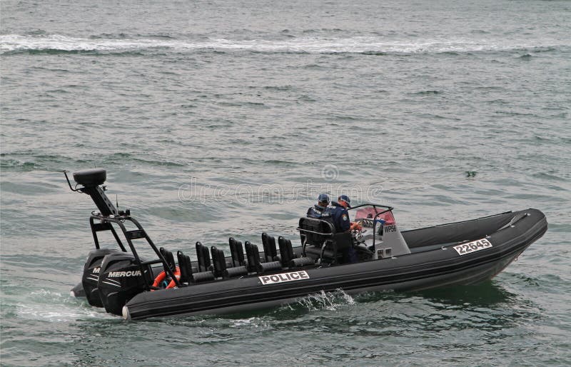 Police Boat On Green Chicago River Editorial Photography - Image of ...