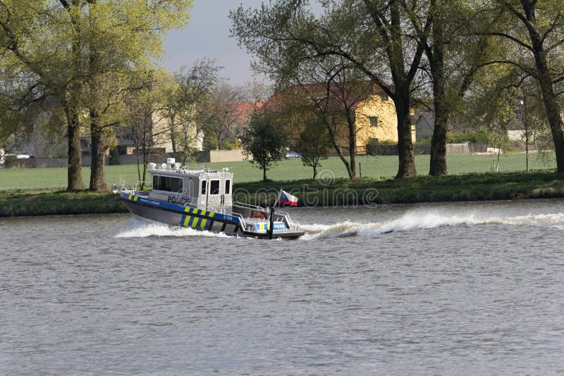 Police boat on the river editorial photo. Image of water - 90923796