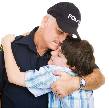 Police and Boy Hug stock photo. Image of policeman, professional - 7051912