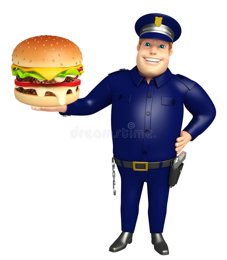Police with Burger stock illustration. Illustration of adults - 77479539