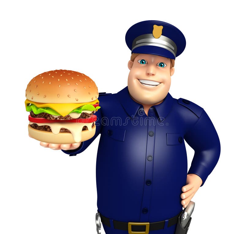 Police with Burger stock illustration. Illustration of badge - 77505295