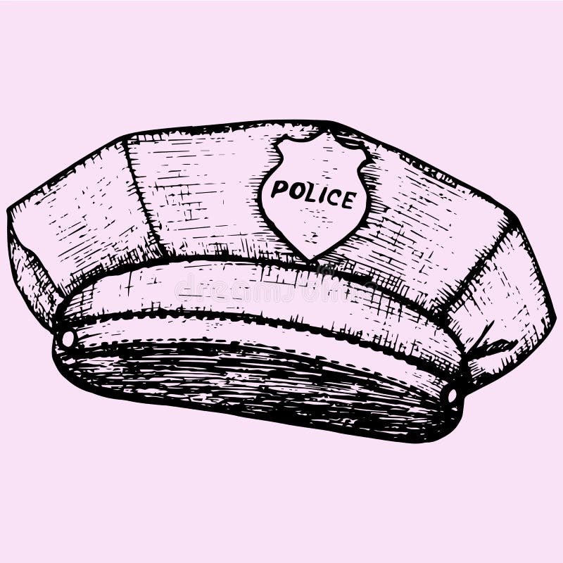 Police cap. Doodle style stock vector. Illustration of creative - 27927729
