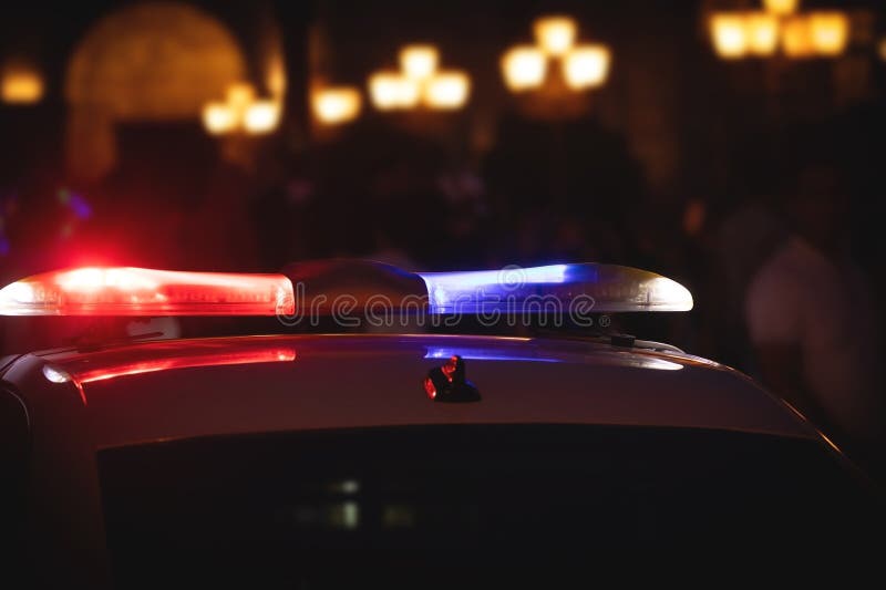 Police Car in the City at Night Stock Photo - Image of crime, urban ...