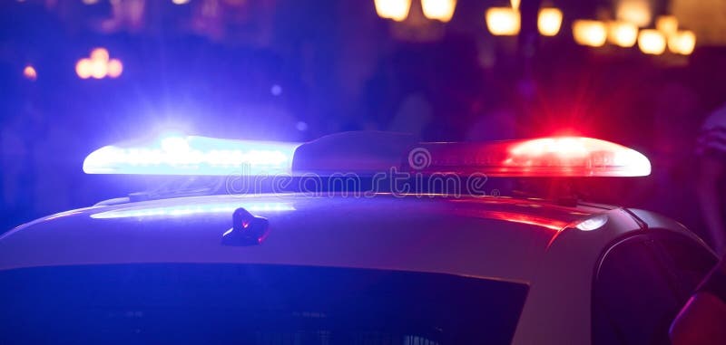 Police Car in the City at Night Stock Image - Image of evening, patrol ...