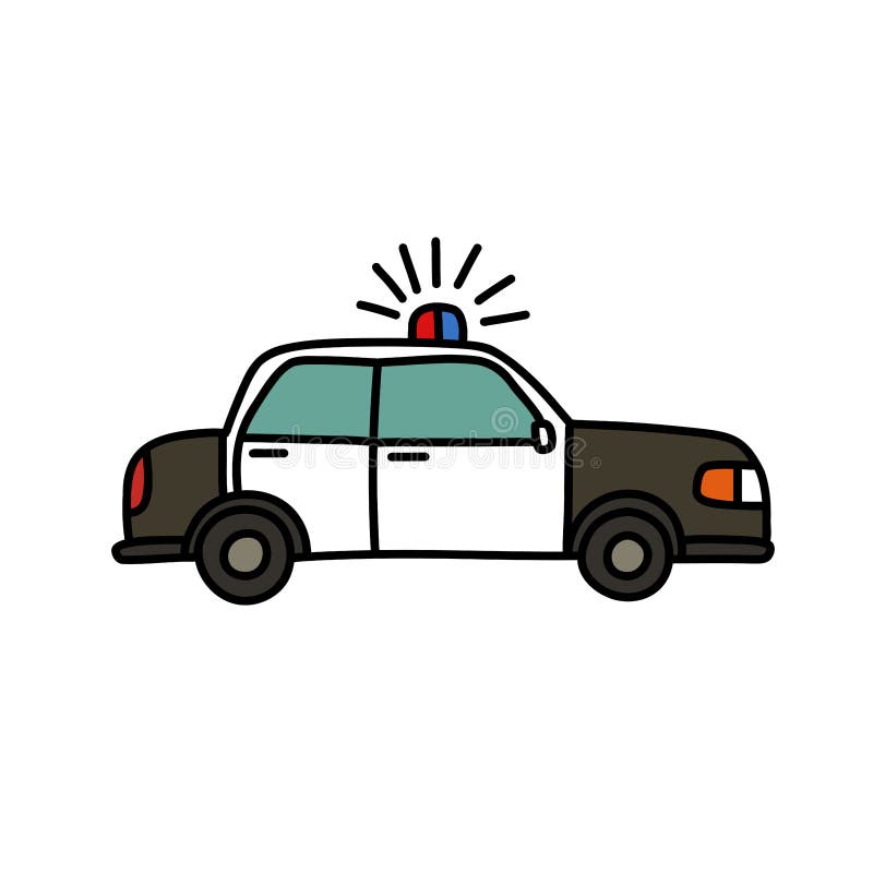 Police Car Doodle Icon, Vector Color Line Illustration Stock Vector ...