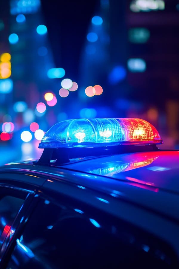 Police Car Equipped with Blue Light Flasher for Emergency Response and ...