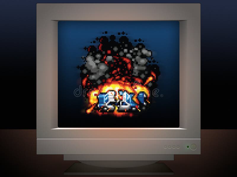 Police Car Explosion And Game Over Message Retro Pixel Art Stock Vector ...