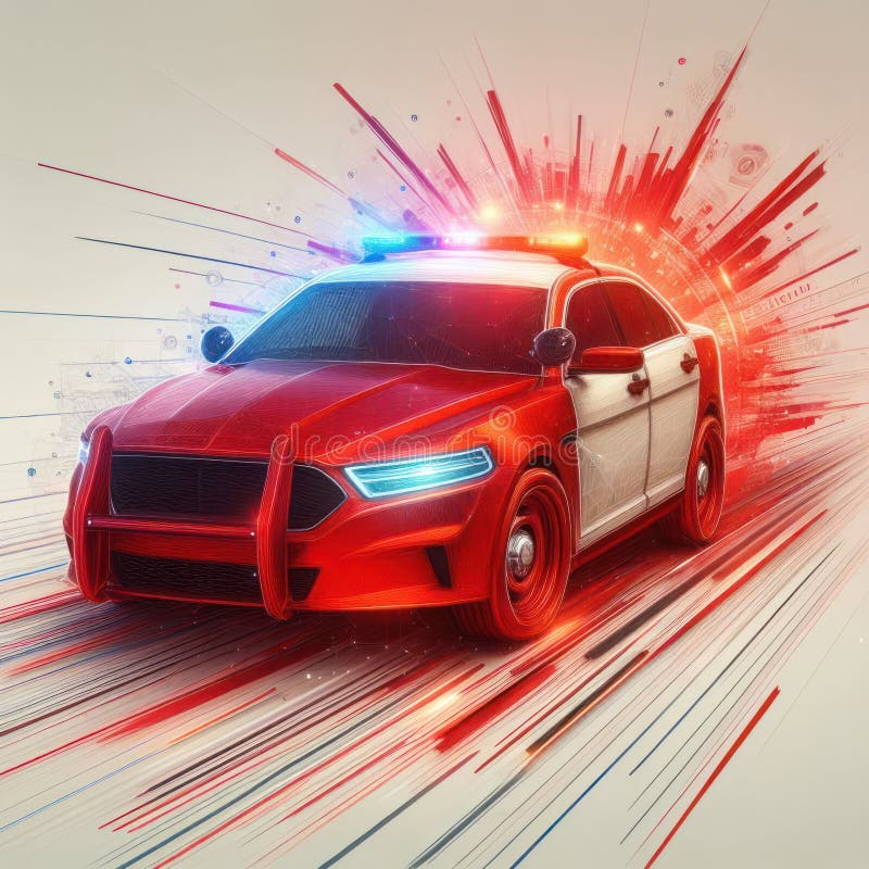 A Police Car with Flashing Lights on. Stock Illustration - Illustration ...
