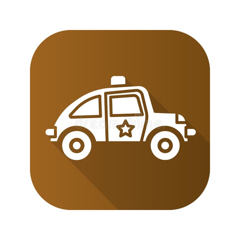 Police Car Flat Design Long Shadow Icon. Vector Silhouette Symbol ...