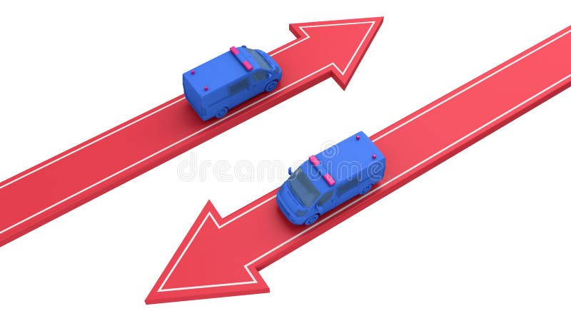 Police Car Go in Different Directions Stock Illustration - Illustration ...