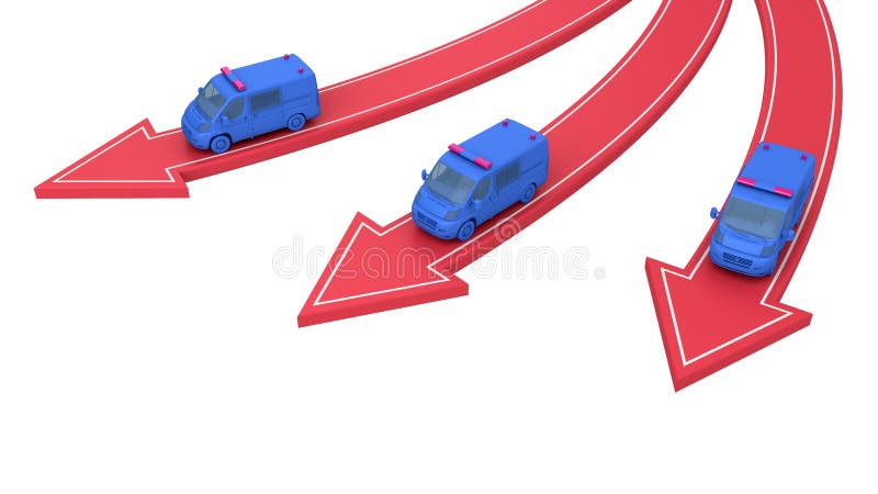 Police Car Go in Different Directions Stock Illustration - Illustration ...