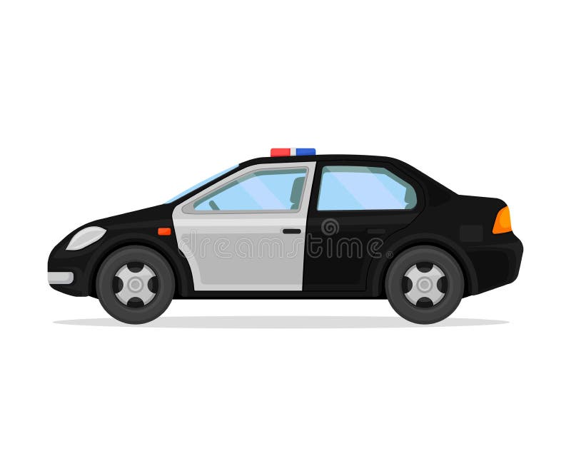 Police Black Car. Side View. Vector Illustration on a White Background ...