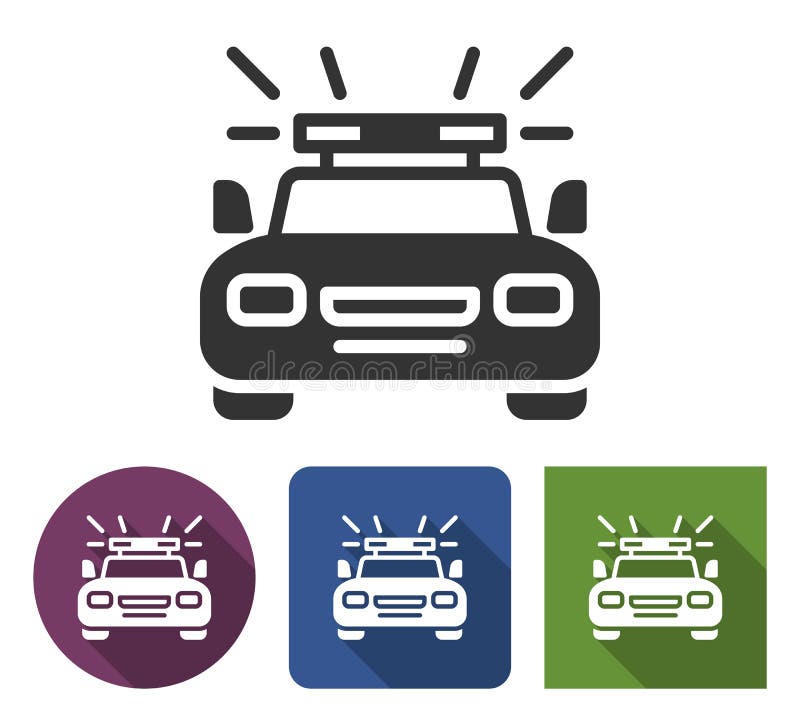 Police Car Icon in Different Variants Stock Vector - Illustration of ...