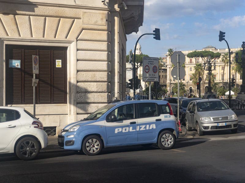 Police car in Italy editorial photography. Image of capital - 199120832