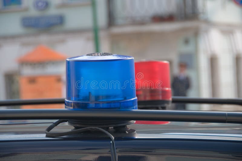 Police car lights stock photo. Image of rescue, beacon - 14294318