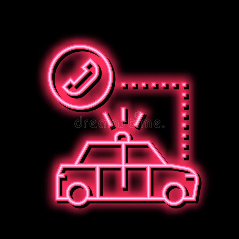 Police Car Neon Glow Icon Illustration Stock Vector - Illustration of ...