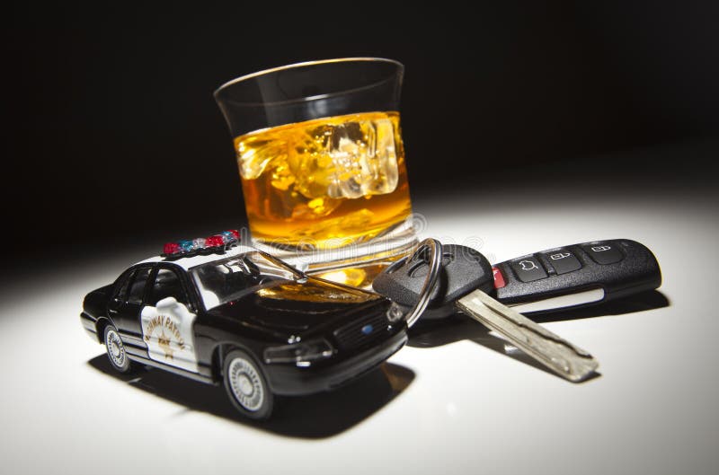 Police Car Next To Alcoholic Drink and Keys Stock Image - Image of ...