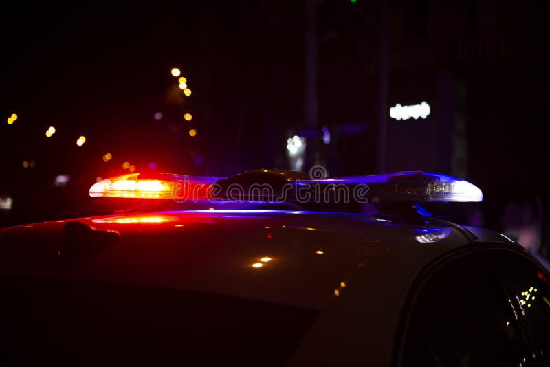 Police Car in the Night City Stock Photo - Image of city, chase: 263354922