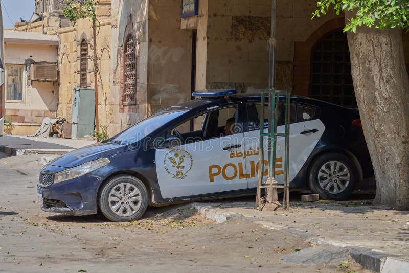 Police Car on One of the Streets of Cairo in Egypt. Stock Photo - Image ...