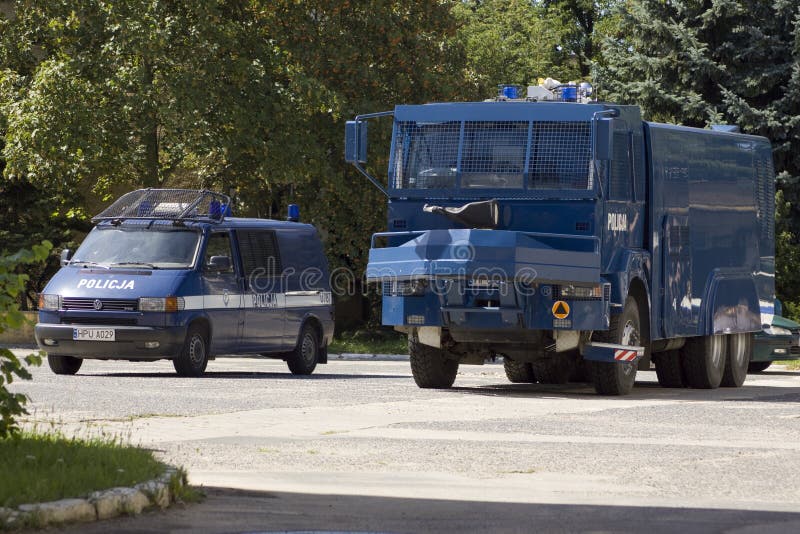 Police car park in Poznan editorial stock image. Image of transport ...