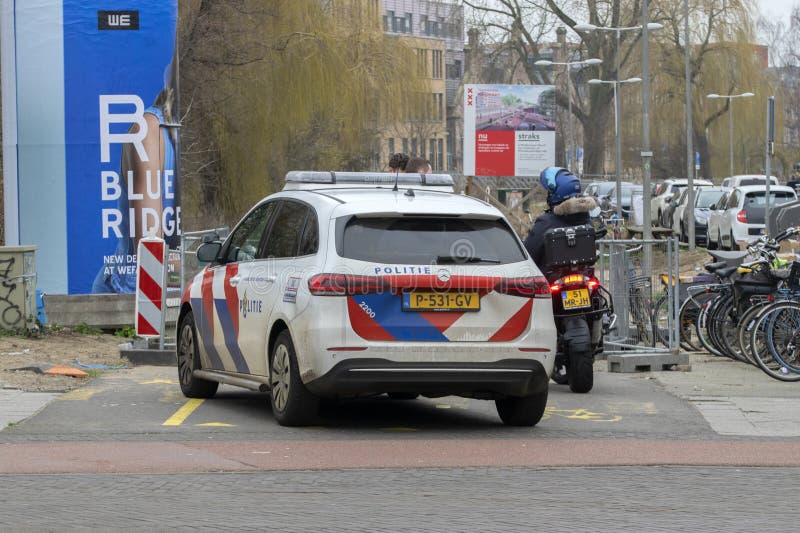 Police Car Pulling Over a Scooter at Amsterdam the Netherlands 22-2 ...