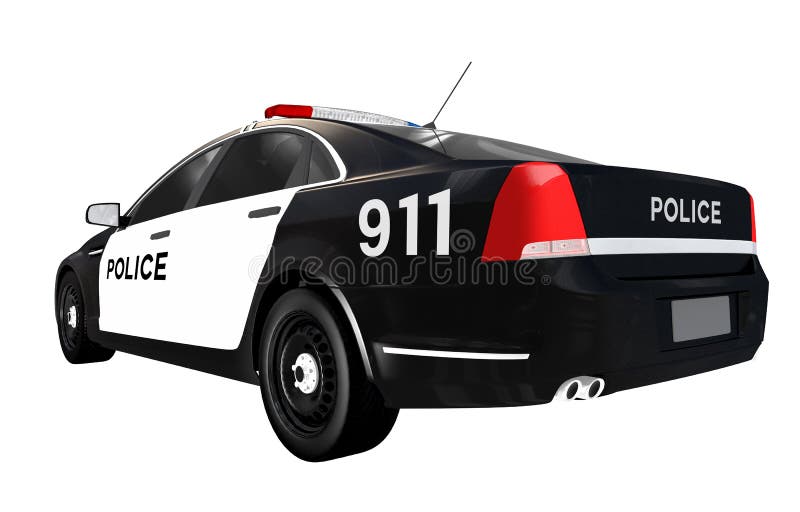 Police Car Rear View Isolated Stock Illustration - Illustration of ...