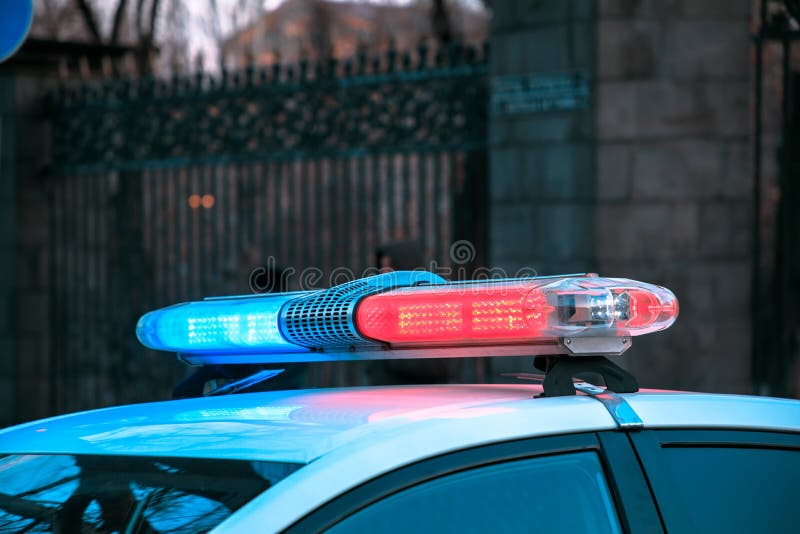 Police Car Red and Blue Lights Stock Image - Image of blue, services ...