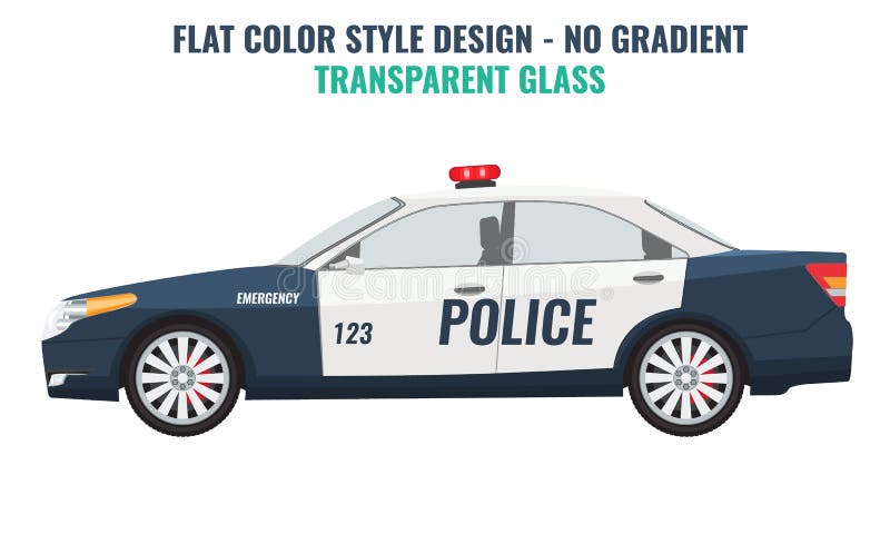 Police Car Side View. Flat and Solid Color Vector Stock Vector ...