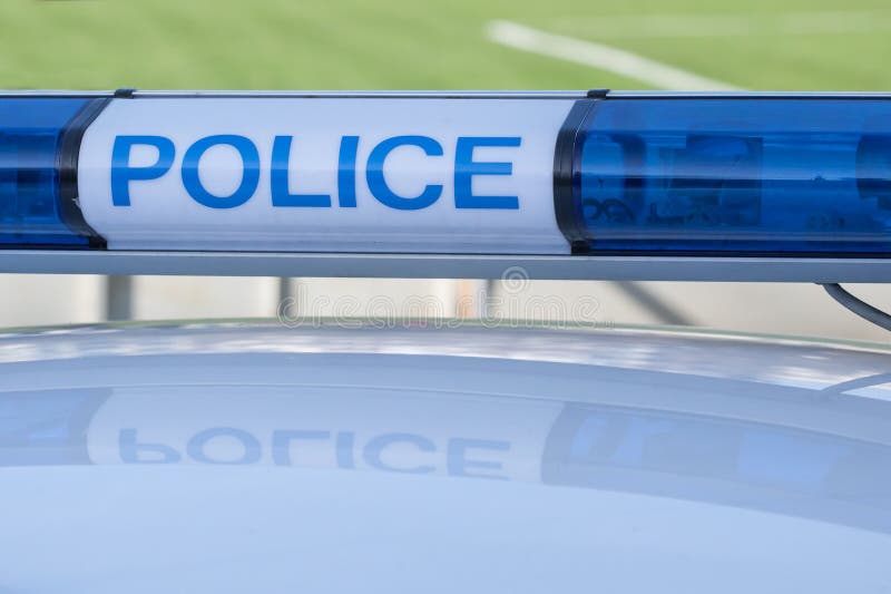 Police car sign stock image. Image of european, light - 35964103