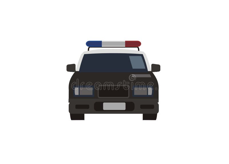 Police Car. Simple Flat Illustration. Front View. Stock Vector ...
