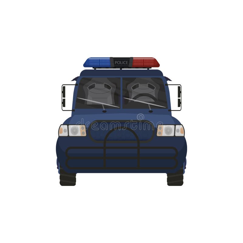 Police Car Simple Illustration, Front View Stock Vector - Illustration ...