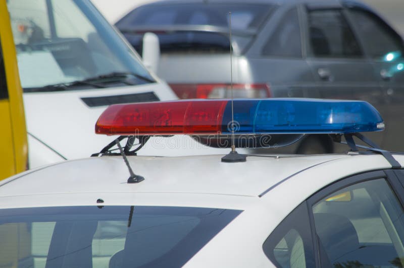 Police Car with Sirens Red and Blue Color Stock Photo - Image of ...