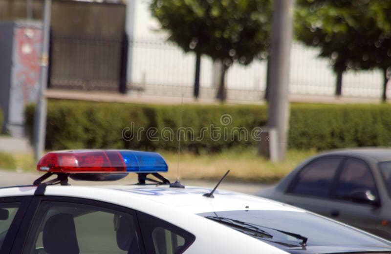Police Car with Sirens Red and Blue Color Stock Photo - Image of ...