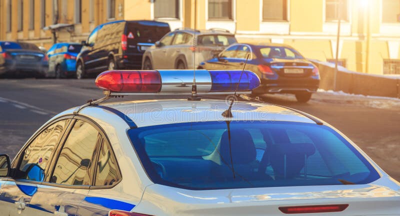 Police car on the street stock photo. Image of emergency - 116991754