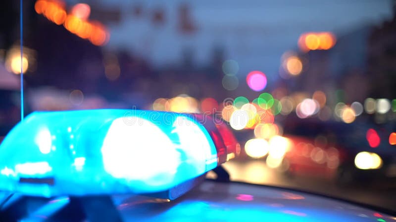 Police Car on the Street at Night. Stock Footage - Video of signal ...