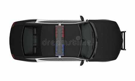 Police Car Top View 3D Rendering Stock Illustration - Illustration of ...