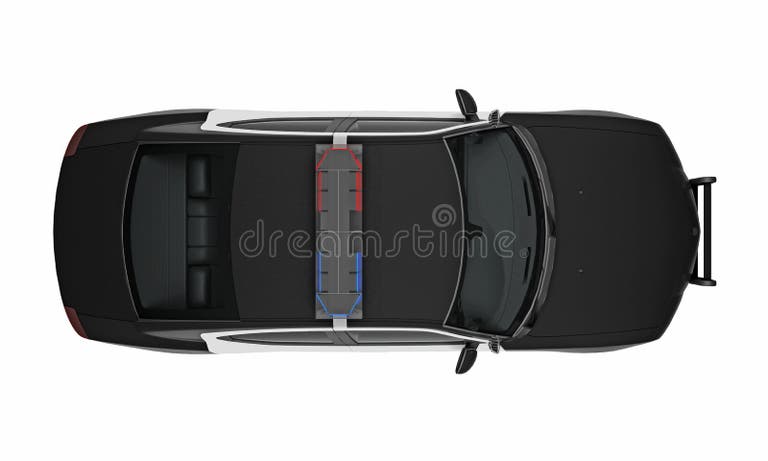 Police Car Top View 3D Rendering Stock Illustration - Illustration of ...