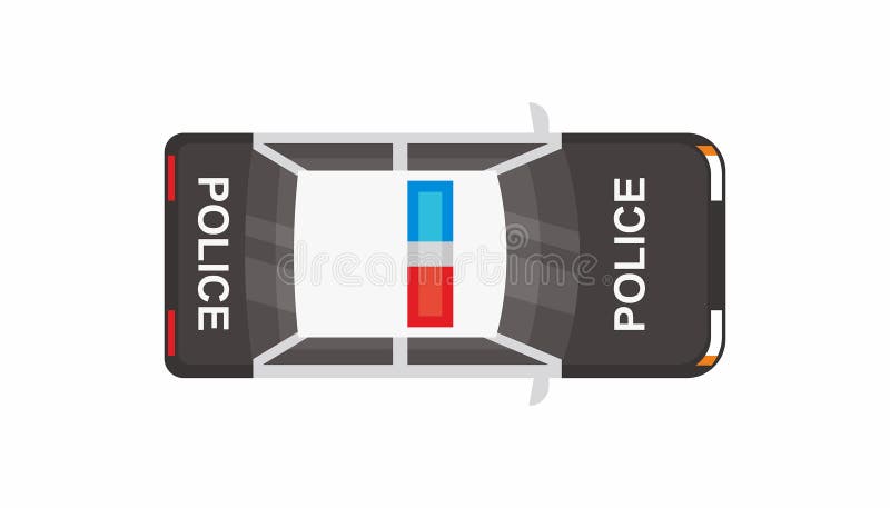 Police Car with Top View. Solid and Flat Color Style Design Stock ...