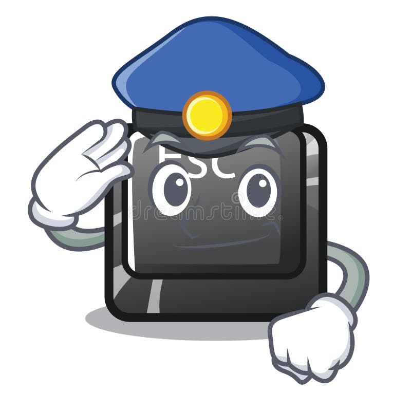 Police Cartoon Esc Button Attached To Computer Stock Vector ...