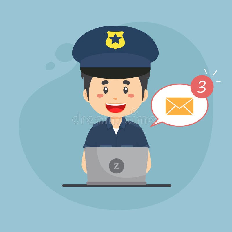 Police Checking Email Inbox Stock Vector - Illustration of ...