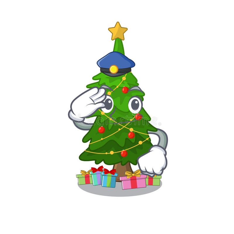 Police Christmas Tree Cartoon Shape a Character Stock Vector ...